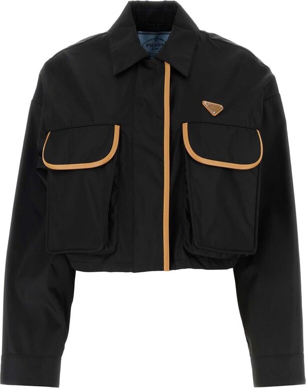 Prada Triangle-Logo Drop Shoulder Cropped Jacket - ShopStyle