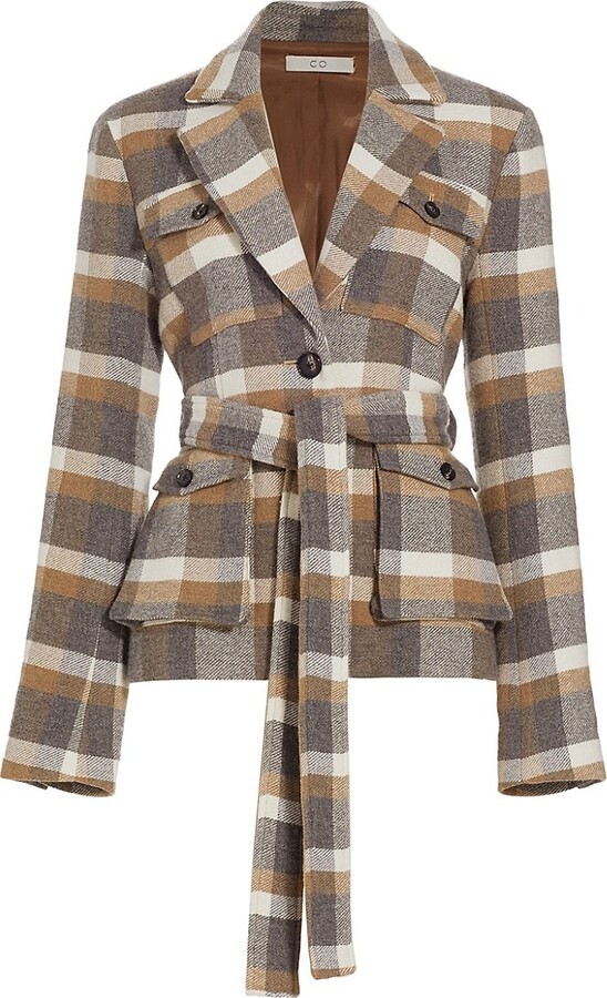 Co Belted Plaid Jacket - ShopStyle Blazers