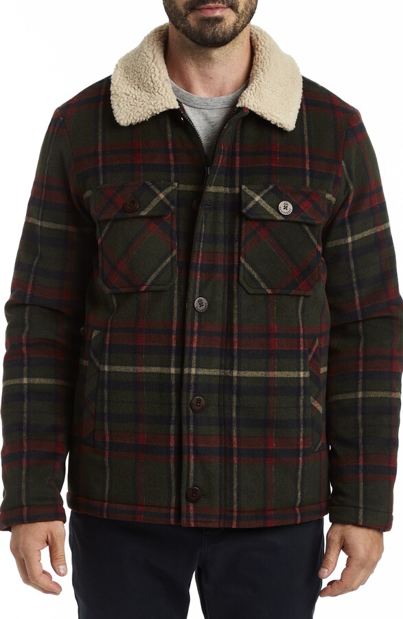 Rainforest Faux Wool Lined Plaid Trucker Jacket - ShopStyle