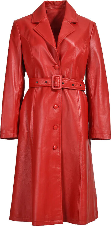 Wanan Touch Royal Red Coat in Leather - ShopStyle