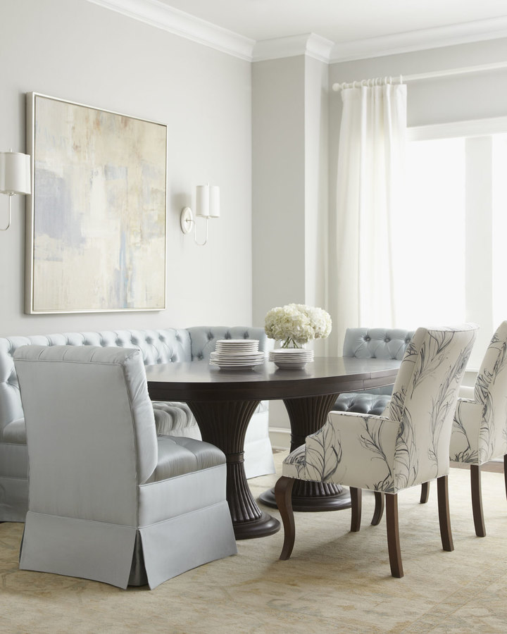 Horchow Lassater Dining Table, Black & White Feather Host Chair ...
