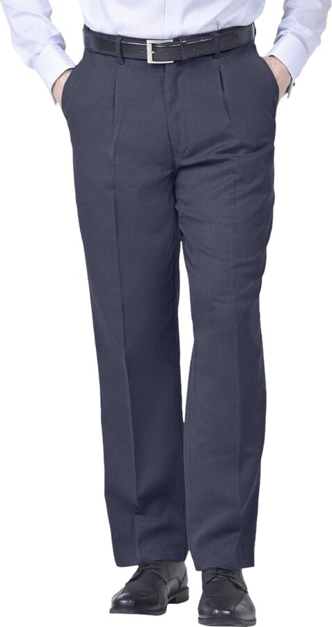James Holton Men’s Formal Elasticated Trousers Stretch Waist Smart ...