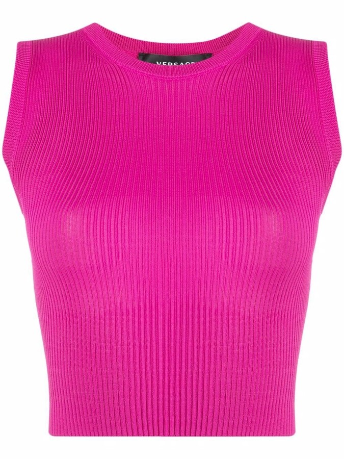 Versace Ribbed-Knit Vest - ShopStyle Tops