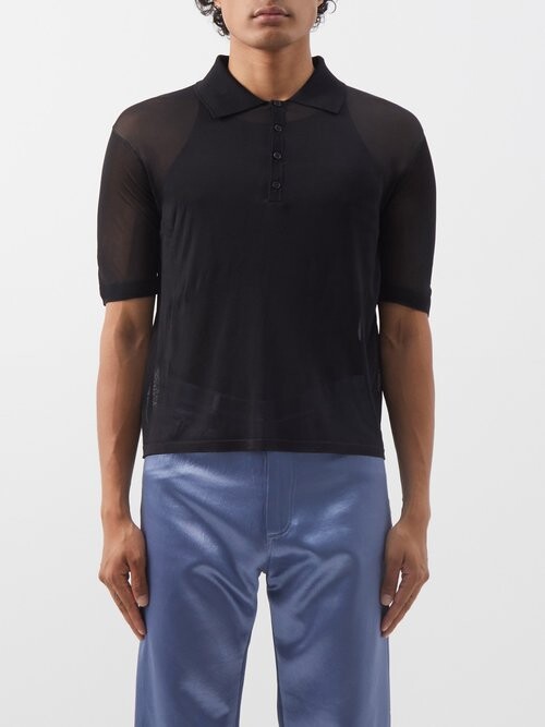 Altu Drop-shoulder Sheer Mesh Polo Shirt - ShopStyle