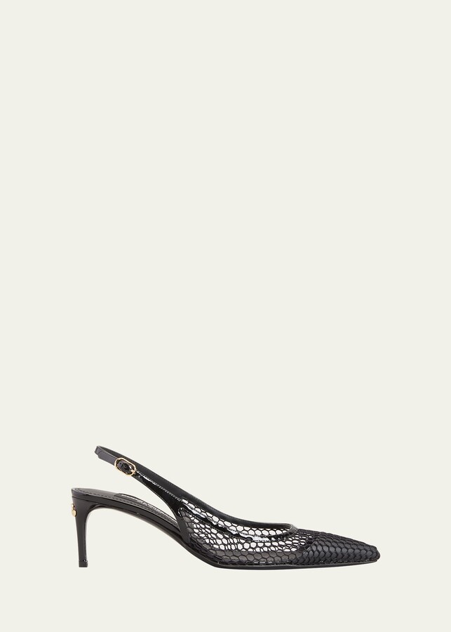 Dolce & Gabbana Vernice Netted Slingback Sandals - ShopStyle