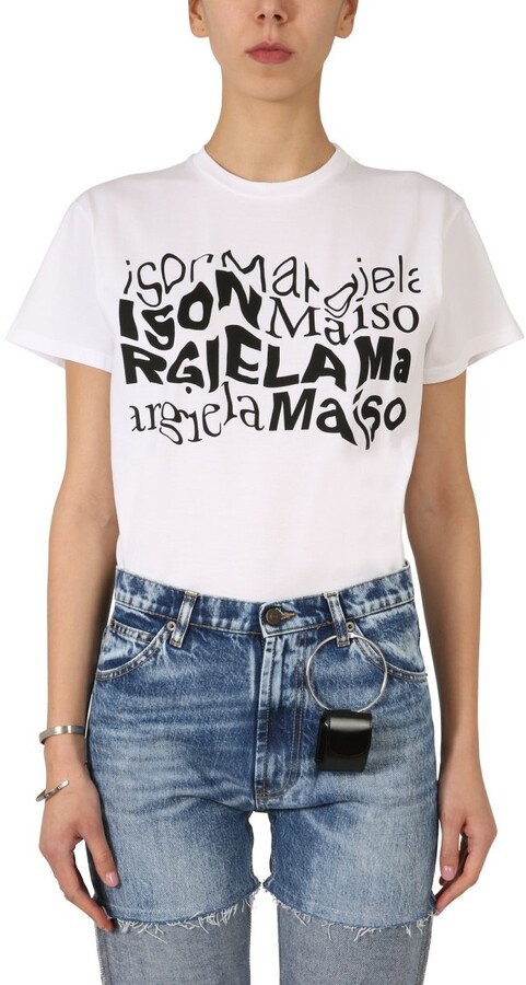 T-Shirt With Distorted Logo Print - ShopStyle