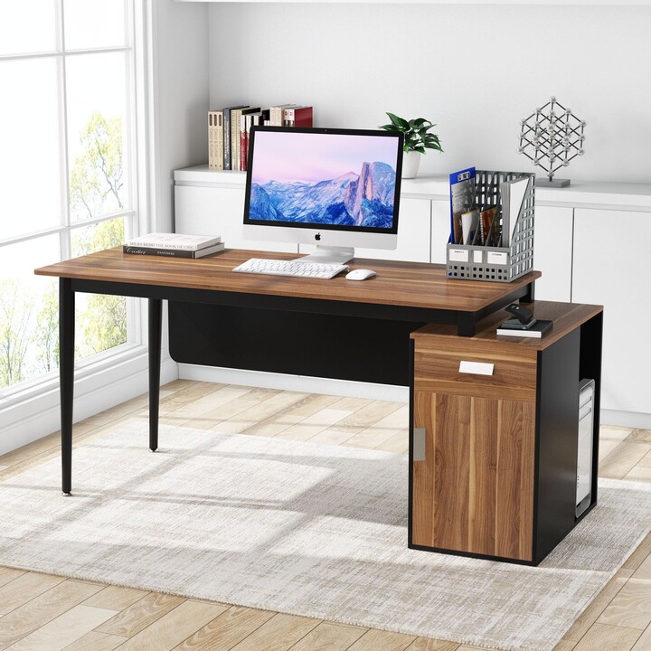 Tribesigns Computer Desk with Drawers and Storage Cabinet,Home Office ...