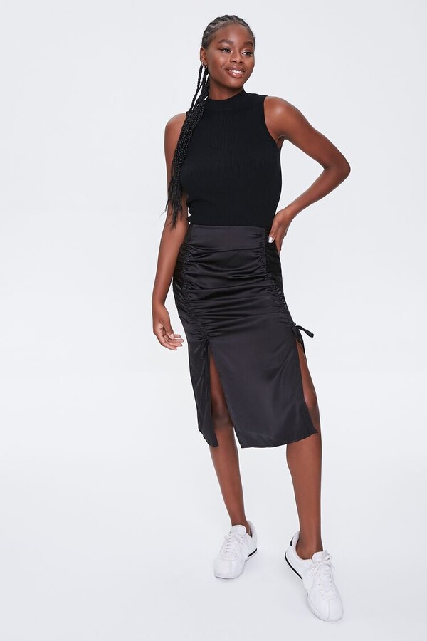 Forever 21 Satin M-Slit Skirt - ShopStyle
