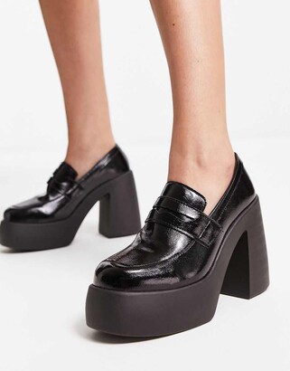 ASOS DESIGN Palette chunky high heeled loafers in black - ShopStyle ...