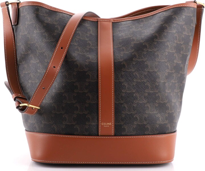 Celine Bucket Bag Triomphe Coated Canvas Medium - ShopStyle