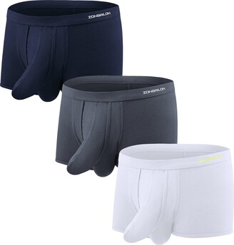 BIATWOWR Men's Underwear Dual Pouch Boxer Trunks Separated Bulge Ball ...