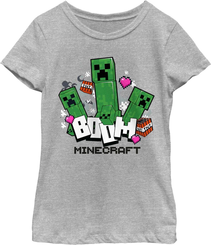 Microsoft Girl's Minecraft Creepers Boom Logo Child T-Shirt - ShopStyle