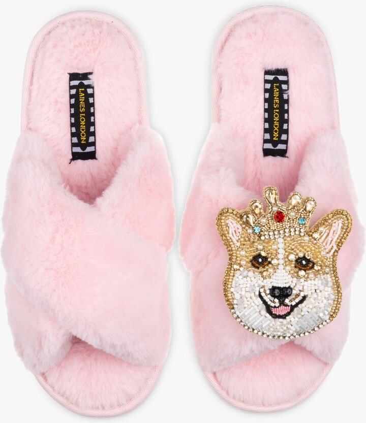 Laines London Classic Faux Fur Corgi Slippers - ShopStyle