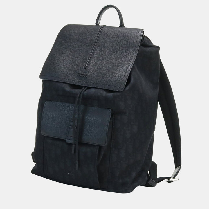 Christian Dior Black Leather and Canvas Motion Backpack - ShopStyle