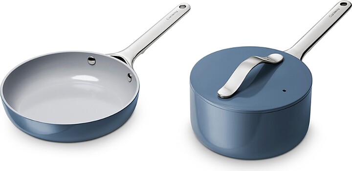 Caraway Nonstick Ceramic Mini Fry Pan & Mini Sauce Pan Set with Rack ...