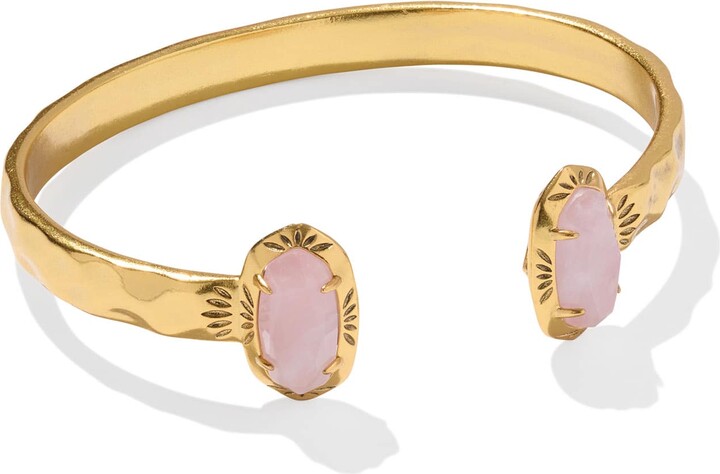 Kendra Scott Elton Vintage Gold Etch Frame Cuff Bracelet in Rose | Quartz - ShopStyle