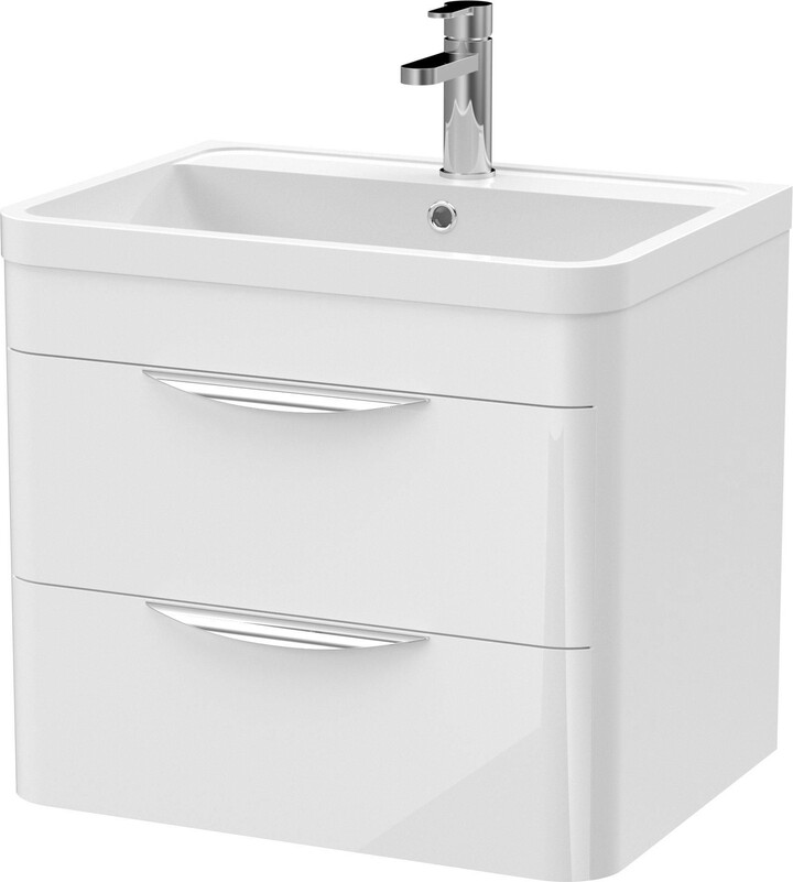 Balterley Wall Hung 2 Drawer Vanity Unit Polymarble Basin Gloss White ...