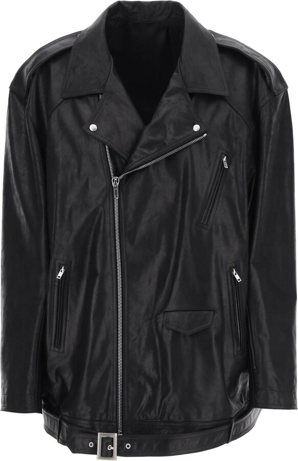 Rick Owens jumbo luke stooges leather jacket - ShopStyle