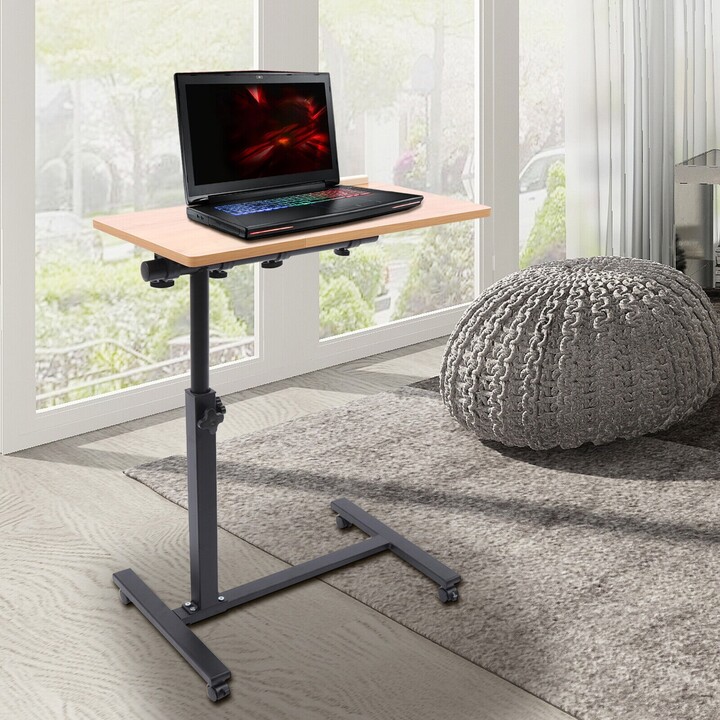 Rolling Laptop Desk Height Adjustable Tilt Stand Portable Caster ...