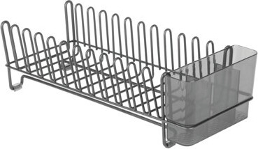 mDesign Steel Compact Modern Dish Drying Rack with Cutlery Tray ...