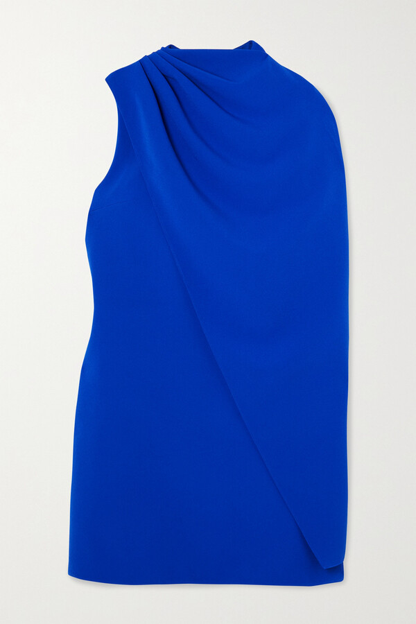 Safiyaa Margareta Asymmetric Cape-effect Crepe Mini Dress - Blue ...