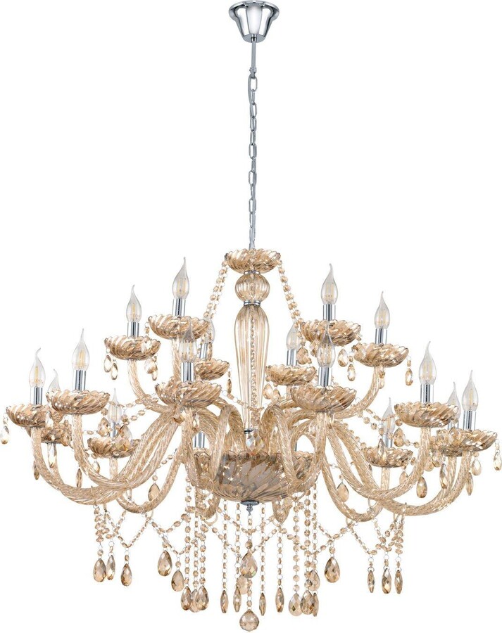 Loops Pendant Light Colour Chrome Shade Cognac Coloured Glass Bulb E14 ...