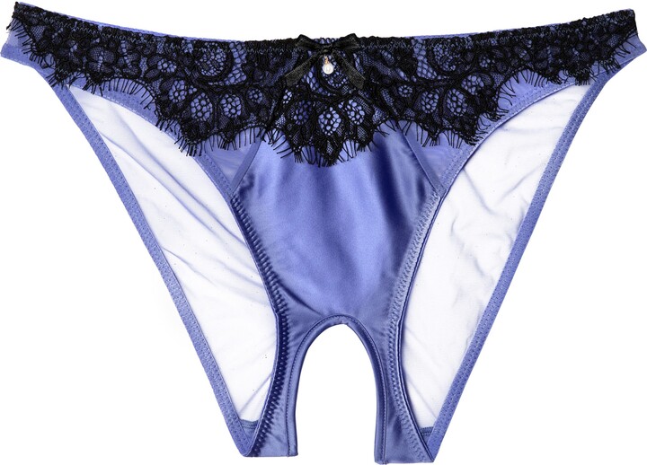 Playful Promises Stevie Lilac Satin & Lace Open Gusset Briefs ...