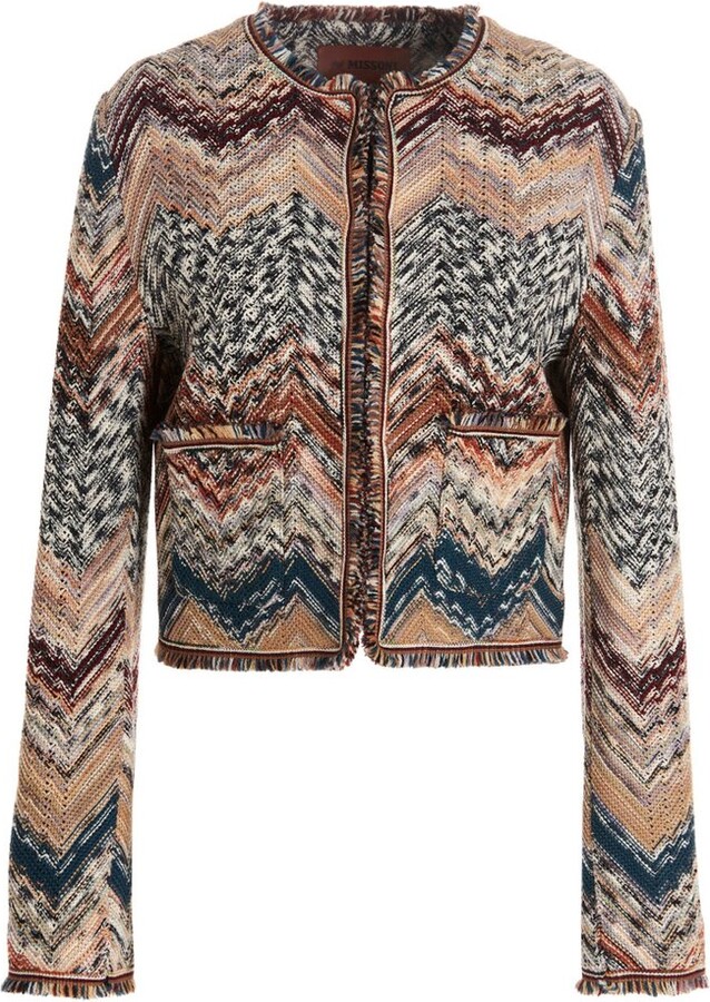 Missoni Zigzag Fringed Knitted Jacket - ShopStyle