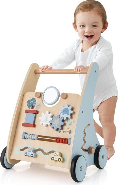 Infans Wooden Baby Walker Push & Pull Walker w/ Multi-Activity Learning ...