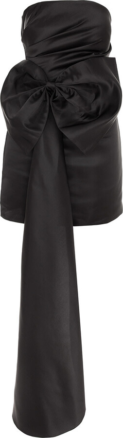 Acob a Porter Black Mini Dress With Oversized Bow Applique - ShopStyle