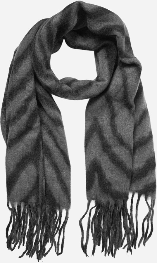 Sarta Heavyweight Scarf - Dark Grey, Animal Print Tiger Stripe ...