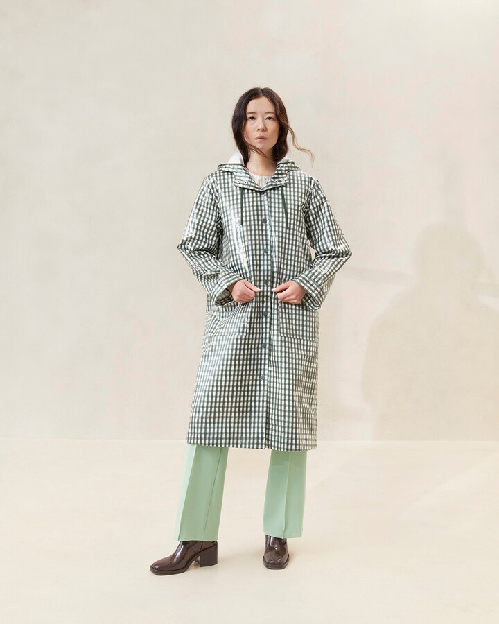 Loeffler Randall Kat Evergreen Gingham Rain Coat - ShopStyle