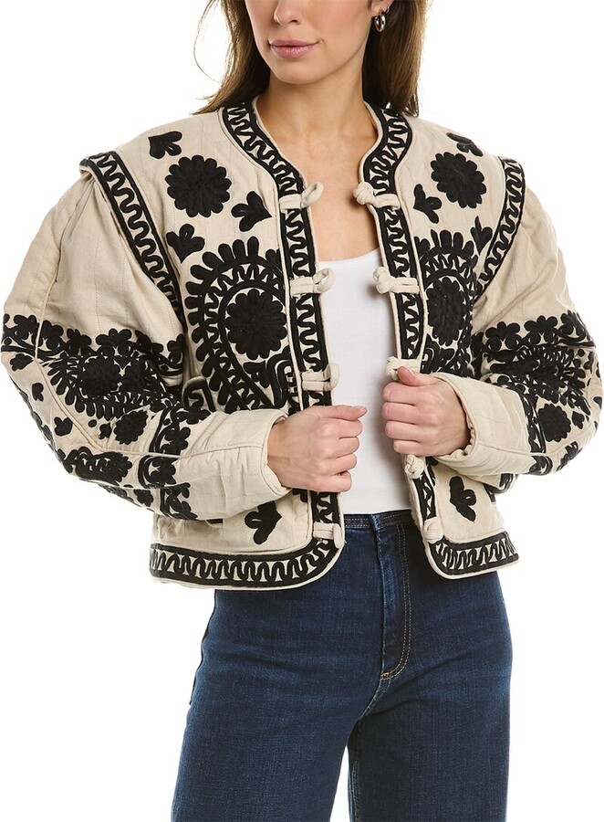 Sea Holly Soutache Quilted Linen-Blend Jacket - ShopStyle