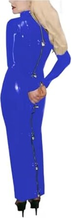 YGZHANYUANOKU Male Womens Lockable Turtleneck PVC Bodycon Long Dress ...