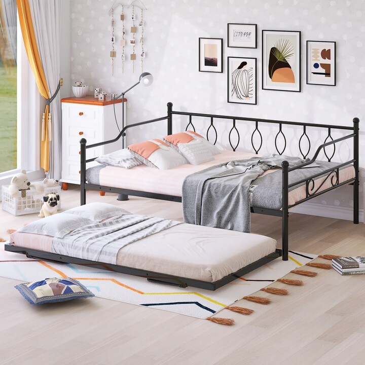 Full Size Metal Daybed with Portable Folding Trundle - ShopStyle