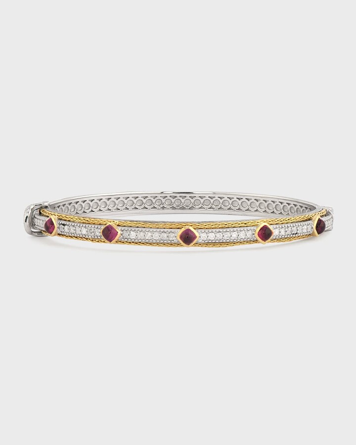 Jude Frances Mixed Metal Double Woven Rope Stone and Pave Diamond ...