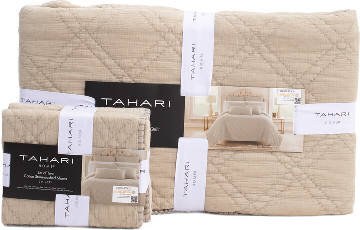 Tahari Home Teagan Stonewash Quilt And Sham Collection - ShopStyle