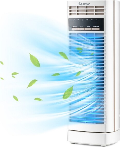 Tangkula 14" Portable Oscillating Tower Fan Desk Fan w/ 3 Speeds, Quiet ...