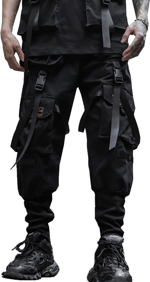 Ambcol Men's Jogger Pants Techwear Hip Hop Harem Pants Streetwear Track ...