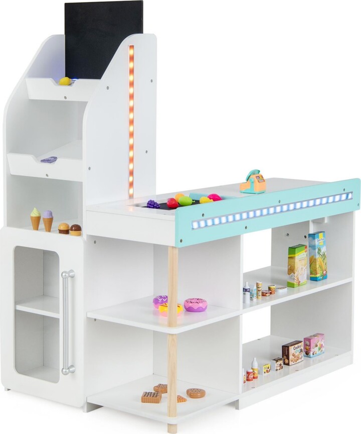 Givimo Wooden Kids Supermarket Playset with Cash Register and Shopping ...