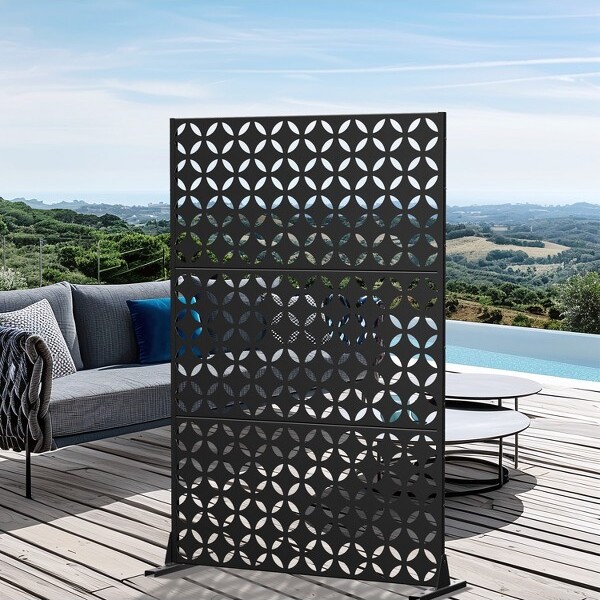 Neutypechic Metal Outdoor Privacy Screen Freestanding Patio Decorative ...