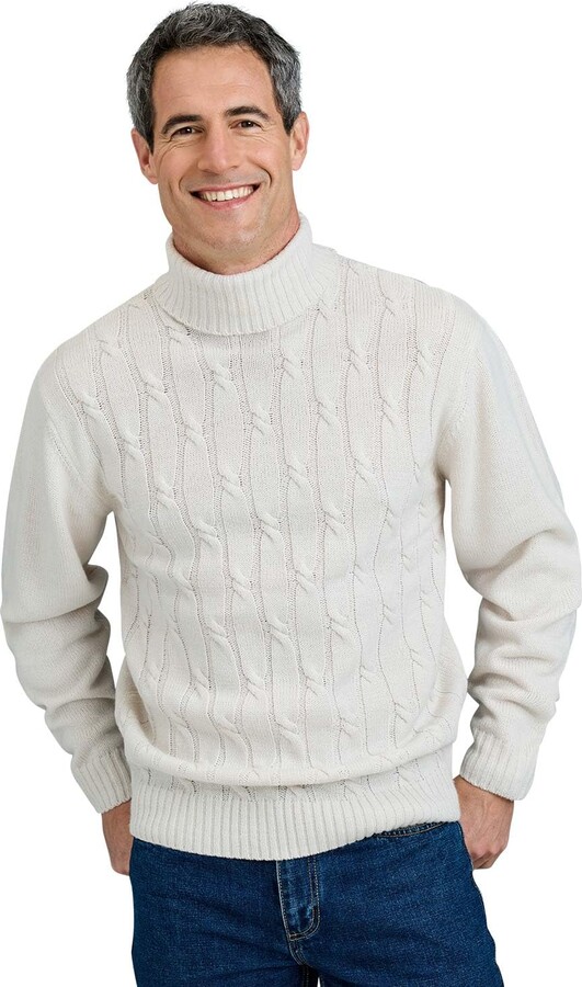 Pegasus Men's Cable Roll Neck Jumper Chunky Knit with Classic Roll Neck ...