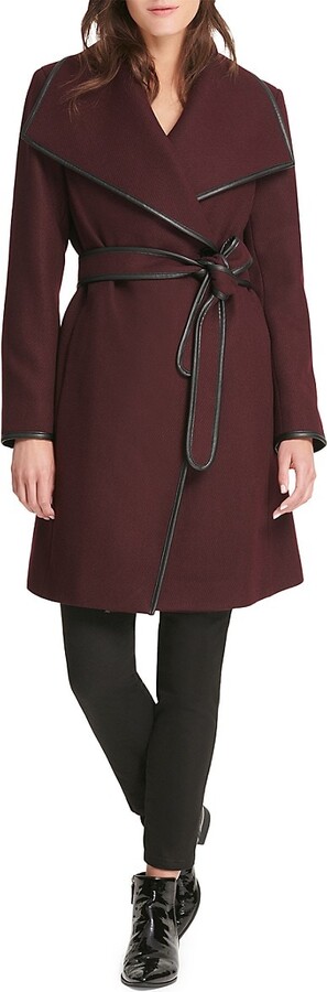 DKNY Wool-Blend Wrap Coat - ShopStyle