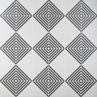Bond Tile Script Stripe Negative 7.87 in. x 7.87 in. Matte Porcelain ...