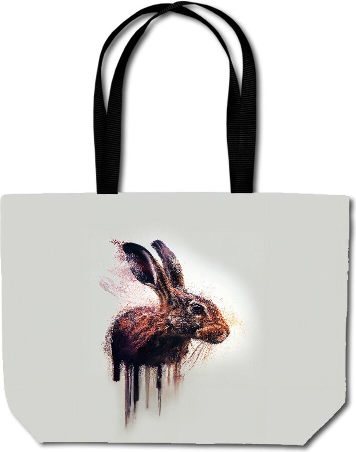 Warren Reed - Designer Hare Face Splashart Beach Shopper Tote Bag ...