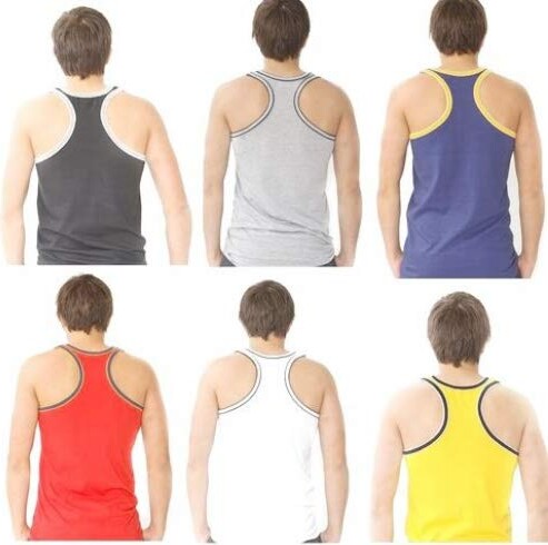 Britwear® Mens Coloured 100% Cotton Fitted Ultra Rib Muscle Gym Top ...