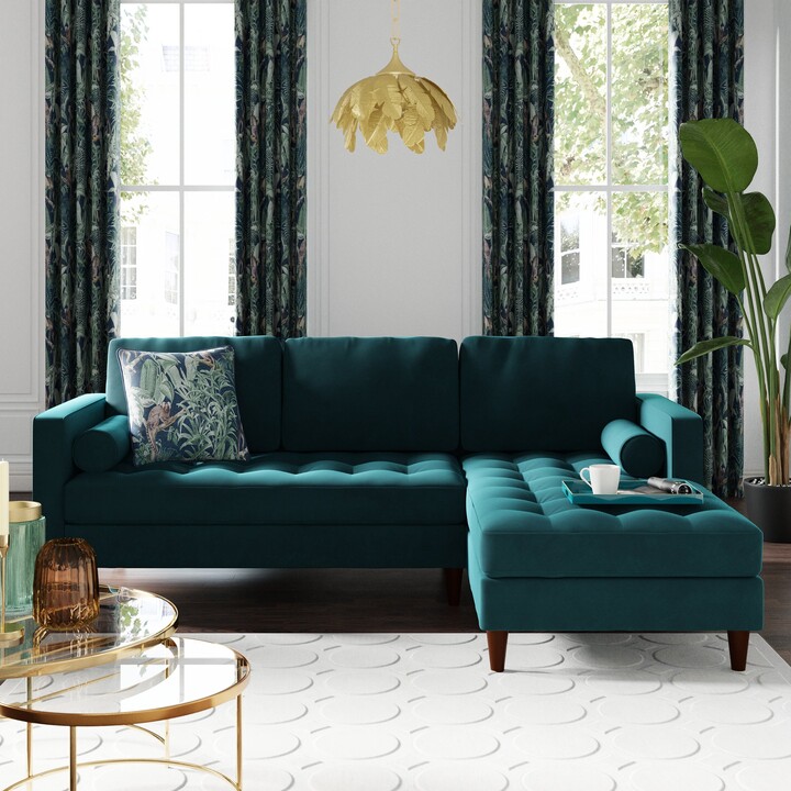 Dunelm Zoe Velvet Corner Chaise Green - ShopStyle Armchairs & Recliners