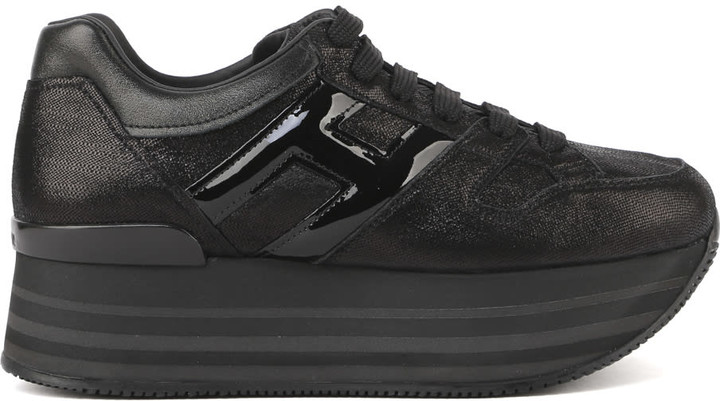 Hogan Maxi H222 Sneakers In Black Textured Leather - ShopStyle