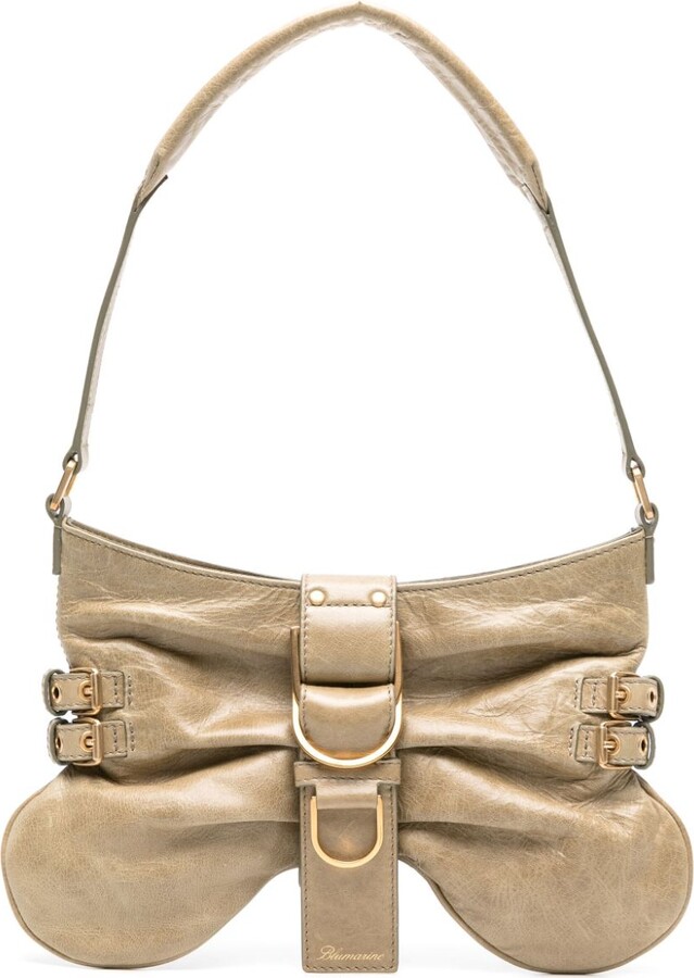 Blumarine Gathered Leather Shoulder Bag - ShopStyle