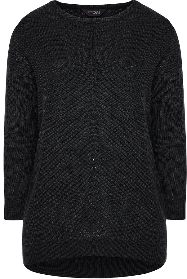 Yours Curve Black Essential Knitted Jumper - Women's - Plus Size Curve ...
